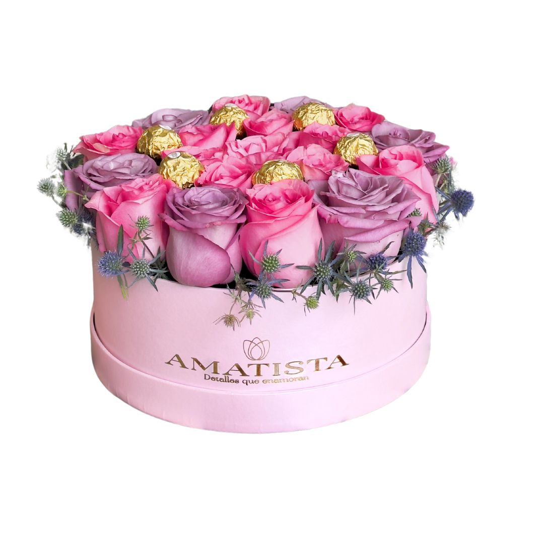 romantic Box Bombones y Rosas - Floreria Detalles Amatista